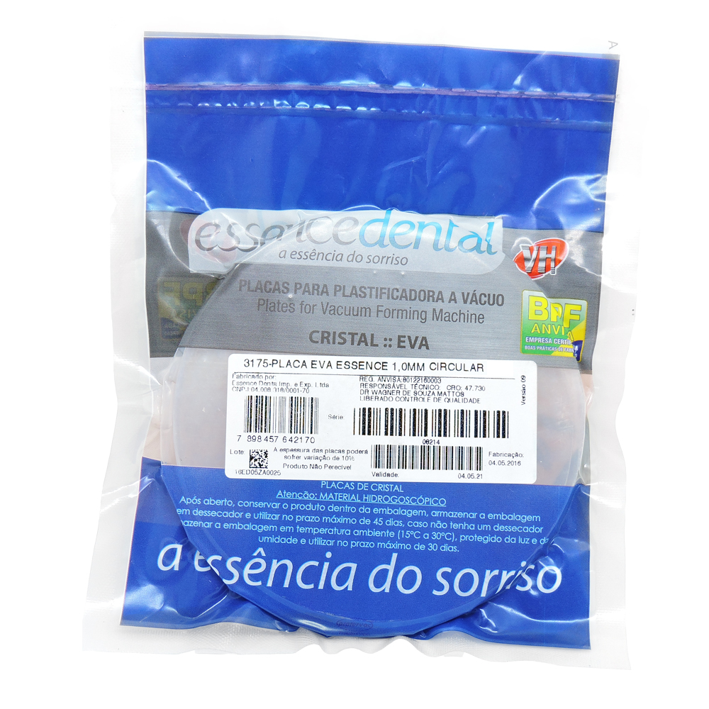 Placa acetato cristal essence dental (vh) 1,5mm - redonda - moldeira de ...