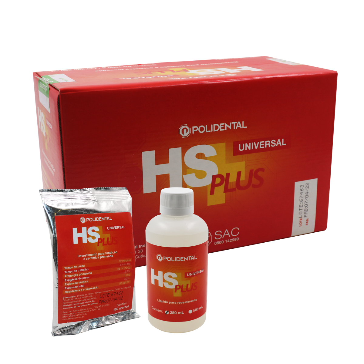 Revestimento Polidental HS Plus - 12 envelopes de 90g + líquido 300ml